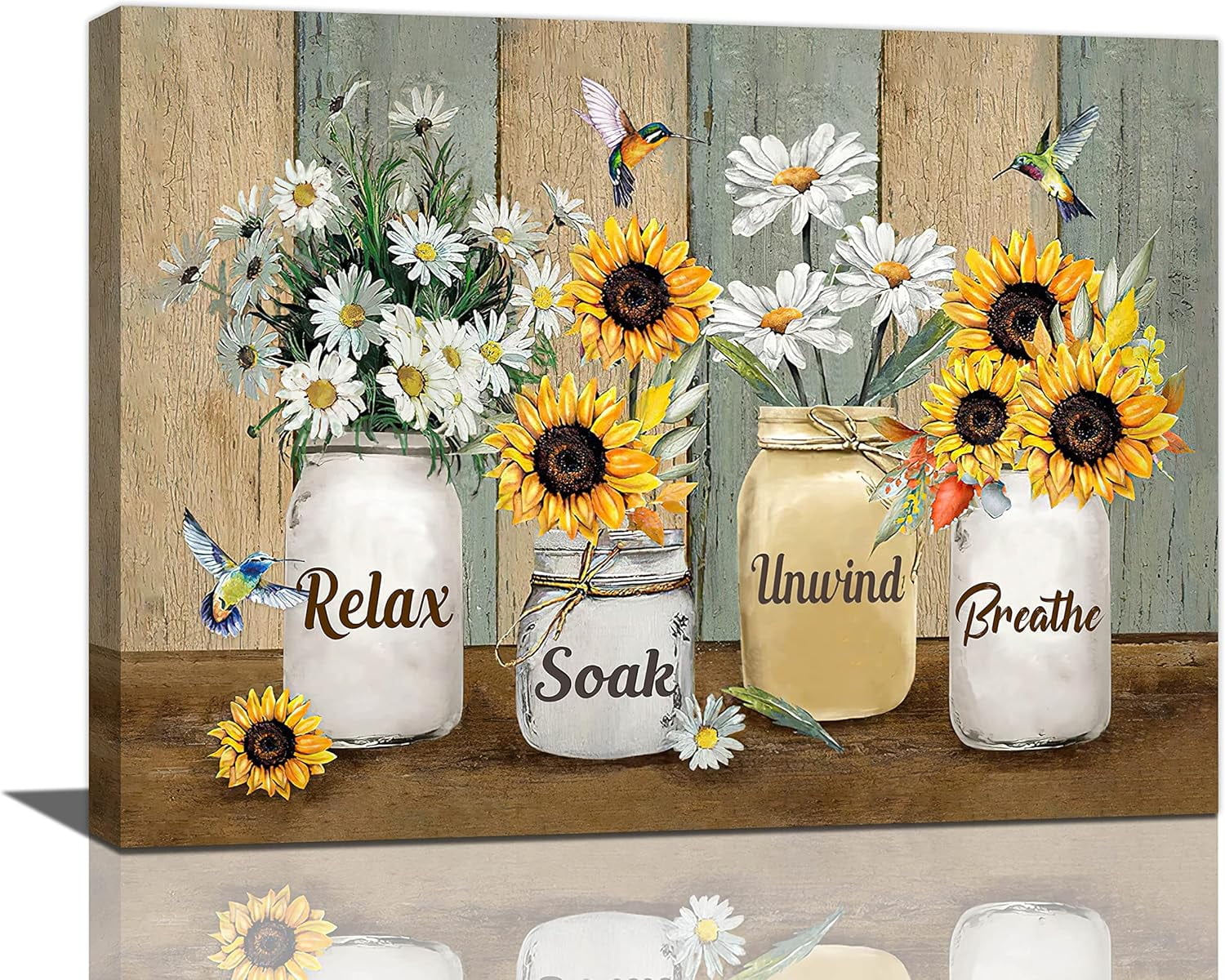 Farmhouse Flower Decor Wall Art Rustic Floral Inspirational Quotes ...