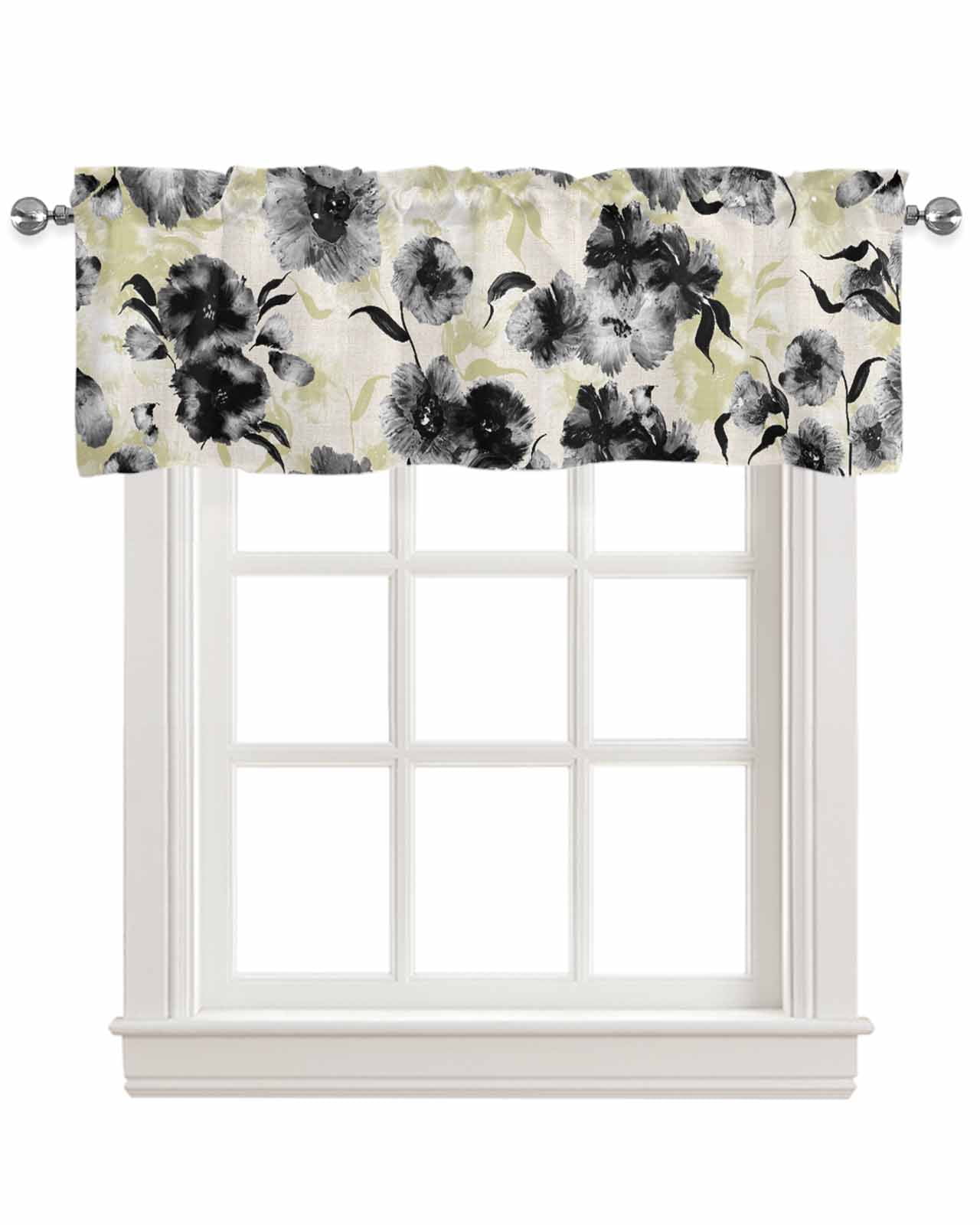 Farmhouse Flower Linen Curtain Valance for Bedroom/Bathroom/Kitchen ...