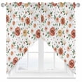 Farmhouse Flower Swag Kitchen Curtain Valances, Orange Floral Leaf ...