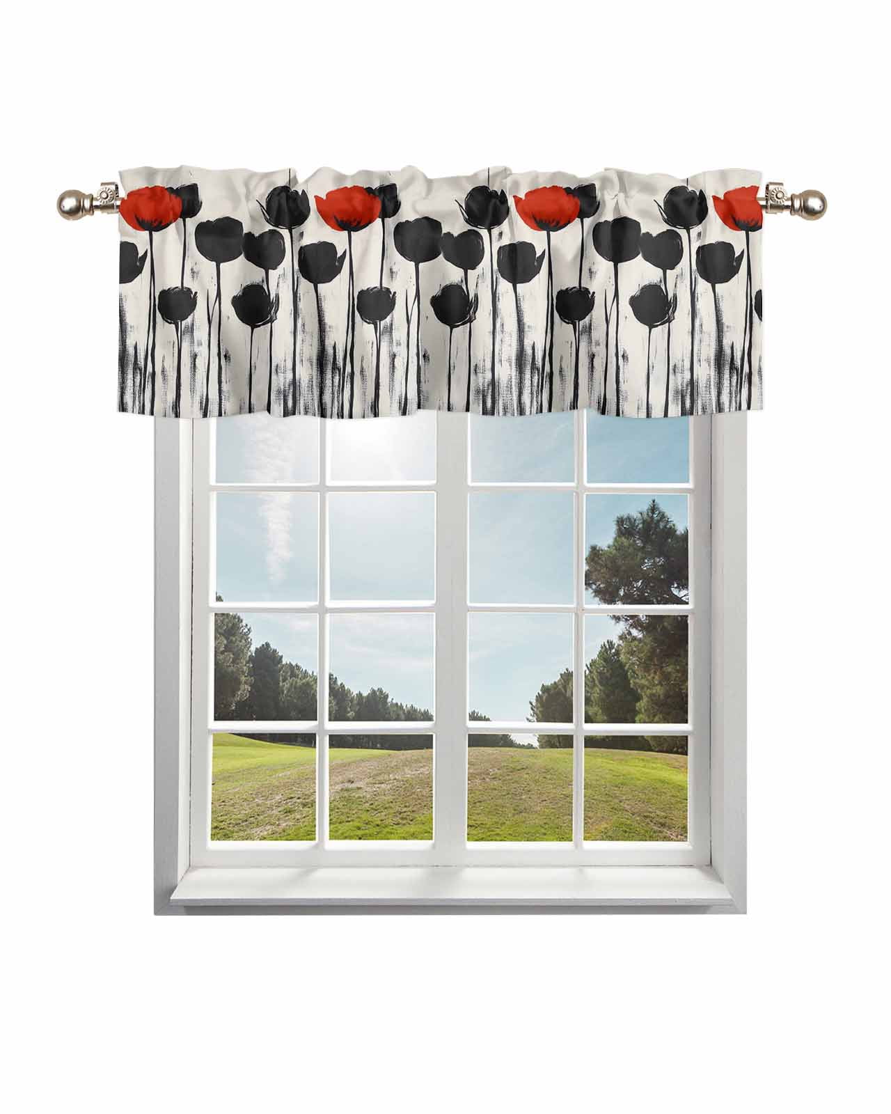Farmhouse Flowers Curtain Valance for Windows/Living Room/Kitchen ...