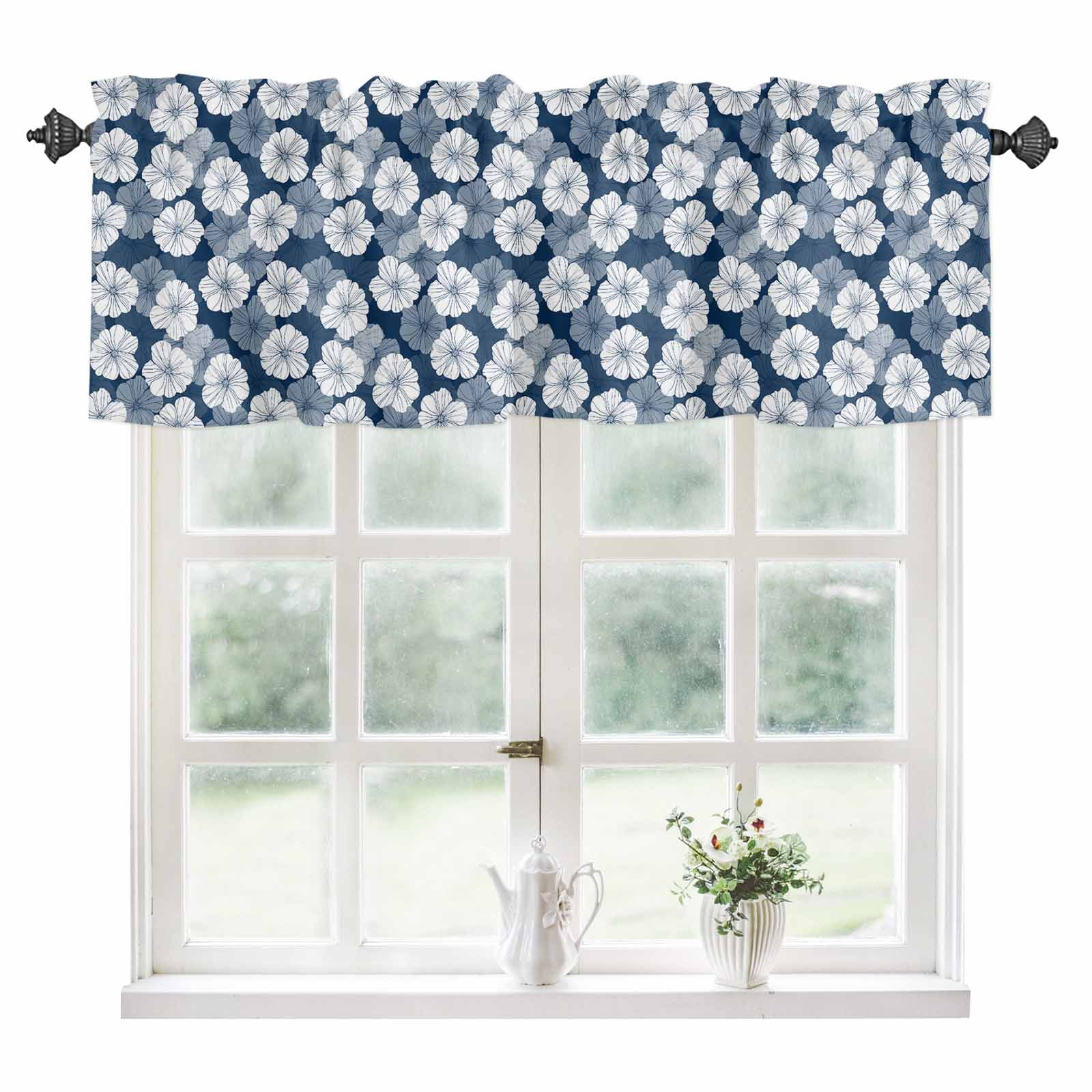 Farmhouse Flowers Kitchen Valances for Windows 42x12 Inch Kitchen ...