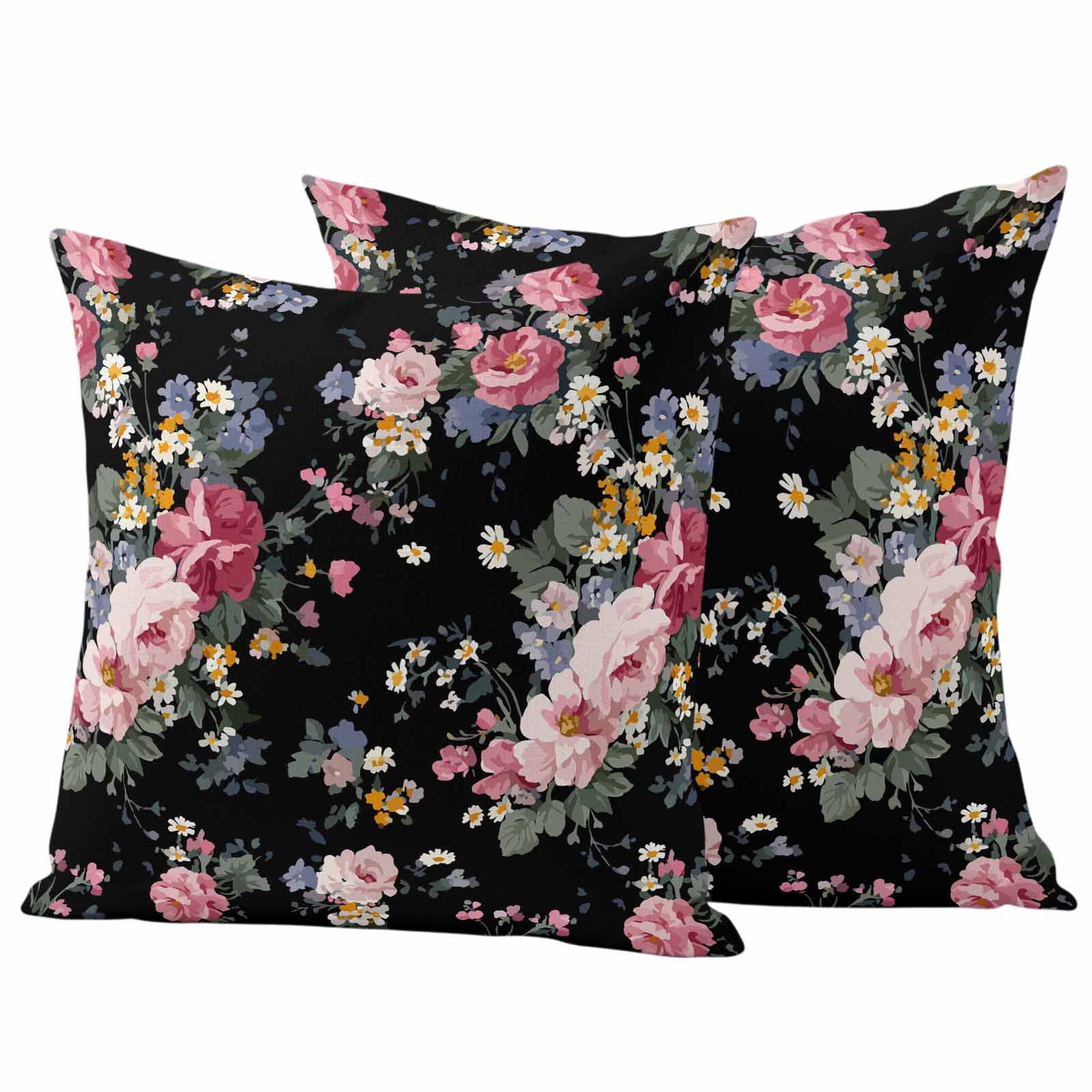 Farmhouse Flowers Outdoor Waterproof Pillow Covers, Country Pink Red ...