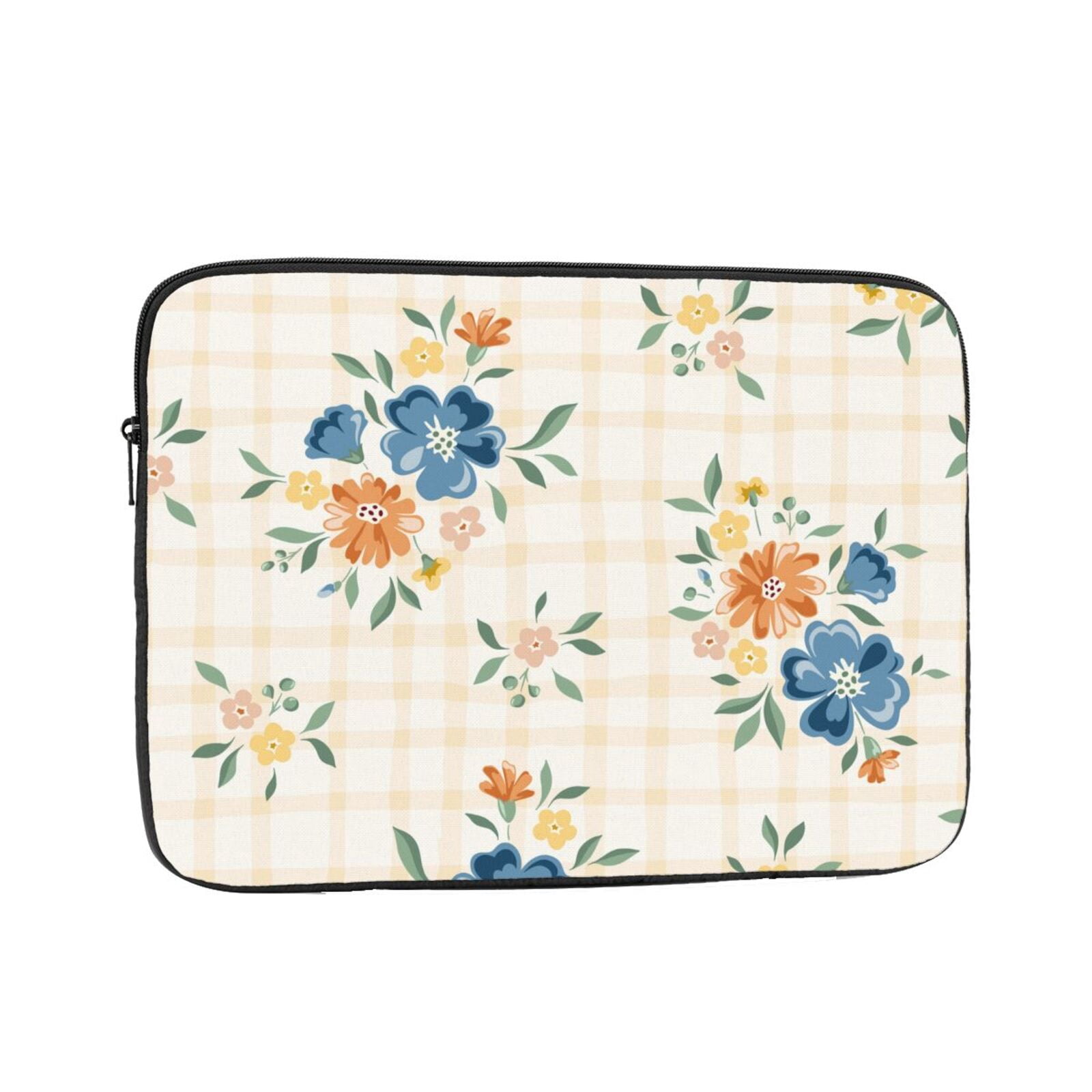 Farmhouse Flowers Plaid 15 inch Portable Laptop Sleeve Compatible with ...