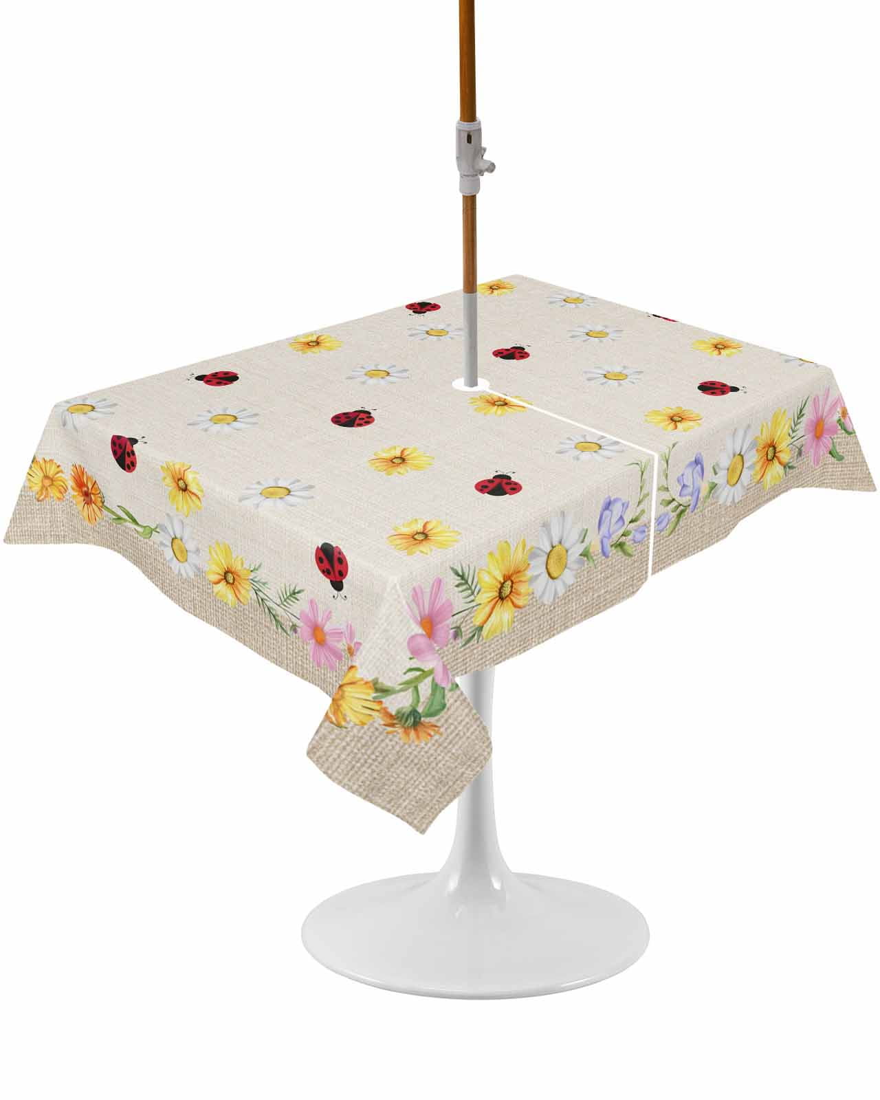 Farmhouse Flowers Rectangle Outdoor Tablecloth, Waterproof Table Cloth ...