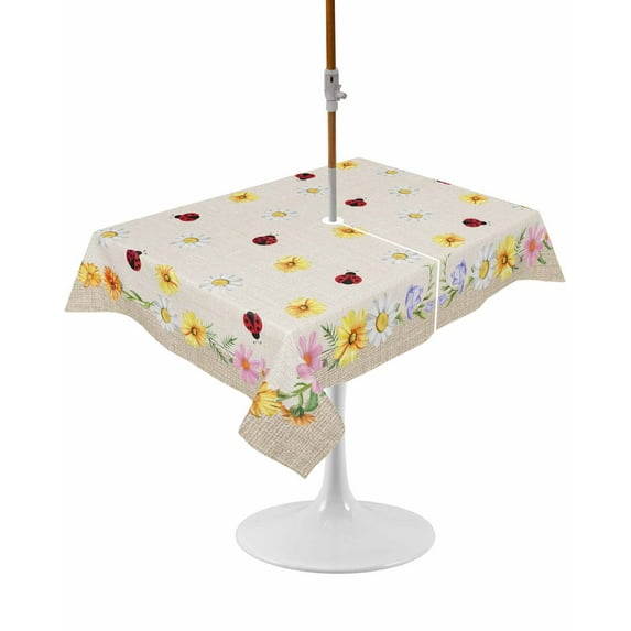 Farmhouse Flowers Rectangle Outdoor Tablecloth, Waterproof Table Cloth ...