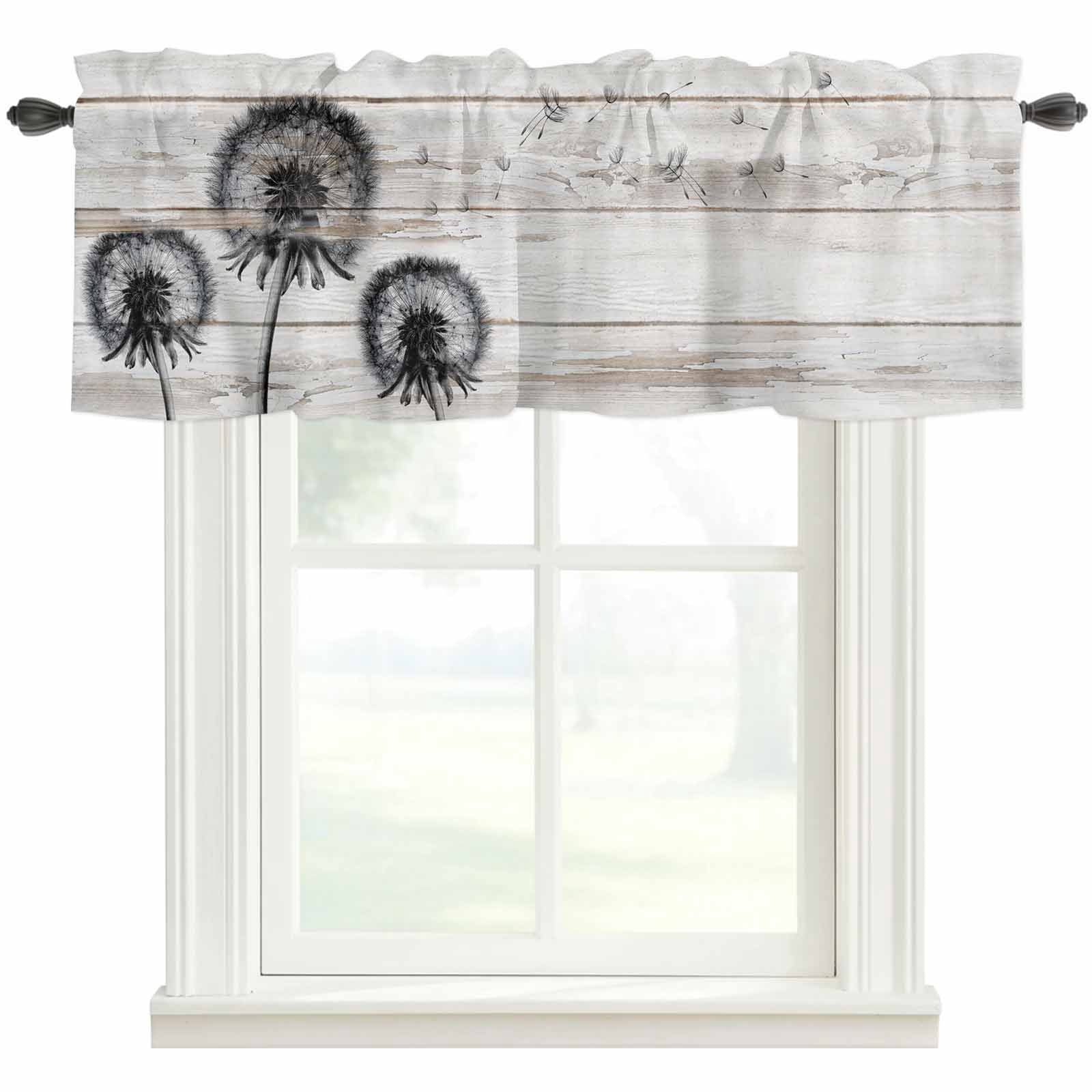 Farmhouse Flowers Rod Pocket Curtain Valance, Retro Rustic Wild Floral ...