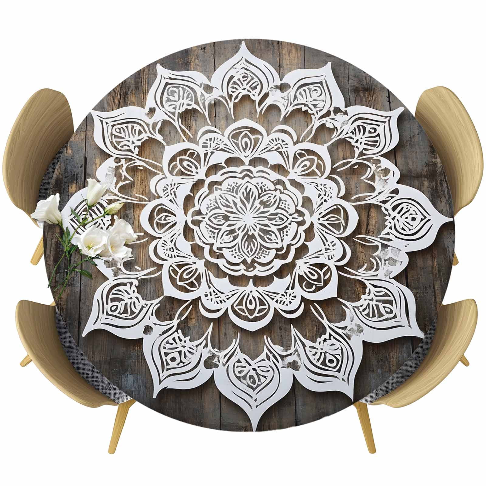 Farmhouse Flowers Round Tablecloth 36-44 Inch Round Fitted Table Cloth ...