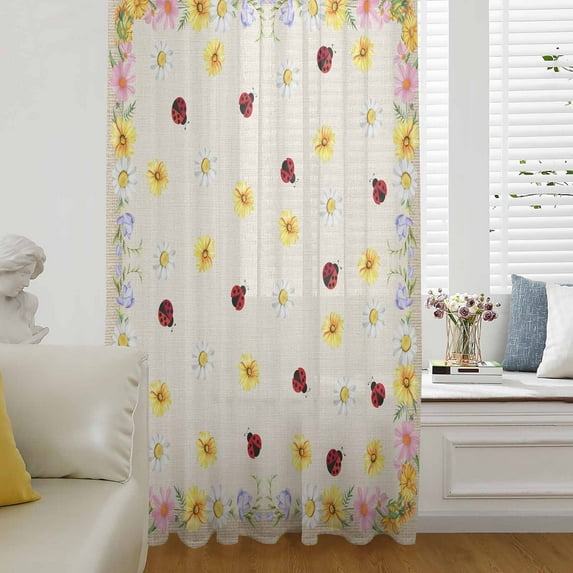 Farmhouse Flowers Semi Sheer Curtains Drapes for Living Room,Bedroom ...