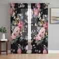 Farmhouse Flowers Sheer Curtains for Living Room Bedroom Country Pink ...