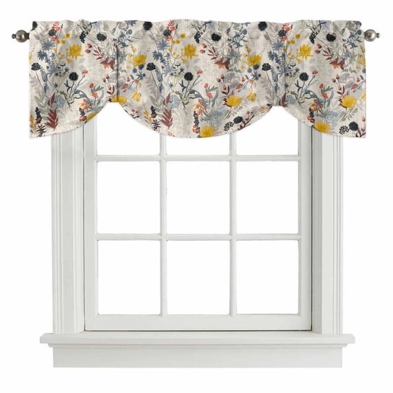 Farmhouse Flowers Tie Up Valance Curtains for Windows, Kitchen Curtains ...