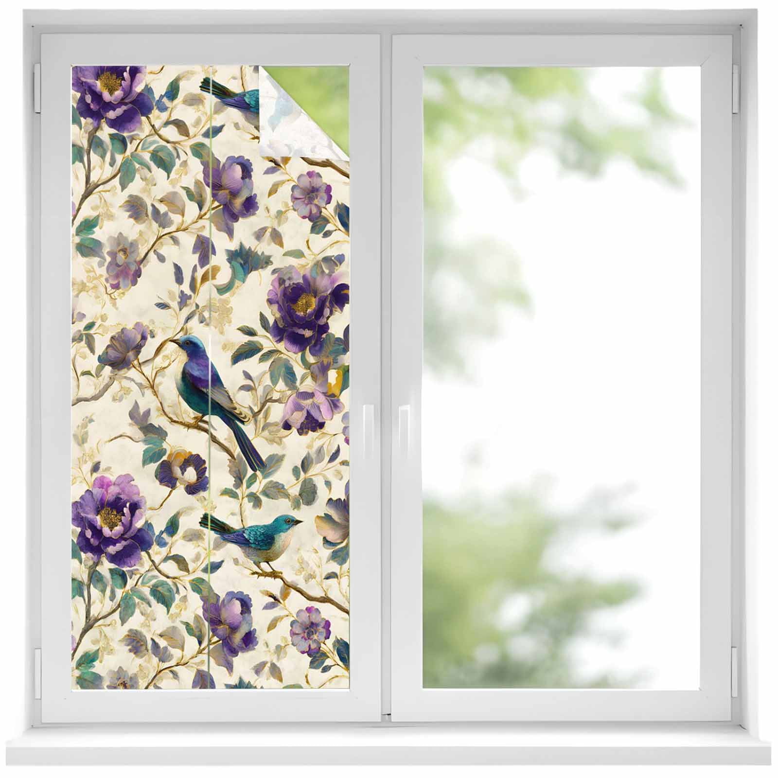 Farmhouse Flowers Window Privacy Film, Country Spring Floral Branches ...