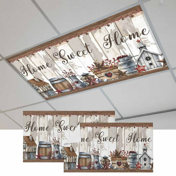 Farmhouse Fluorescent Light Covers, Retro Country Star Berry Vintage ...