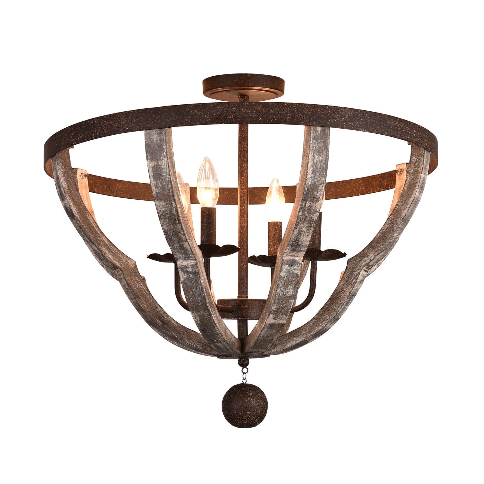 Farmhouse Flush Mount Ceiling Light Fixture, 4-Light Distressed Mtal ...