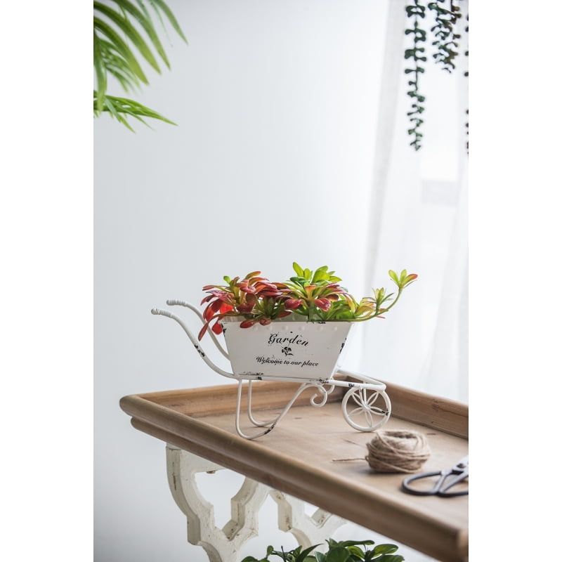 Farmhouse Foldable Reed Galvanized and Wood Ladder Planter 14.2" x 7.5 ...