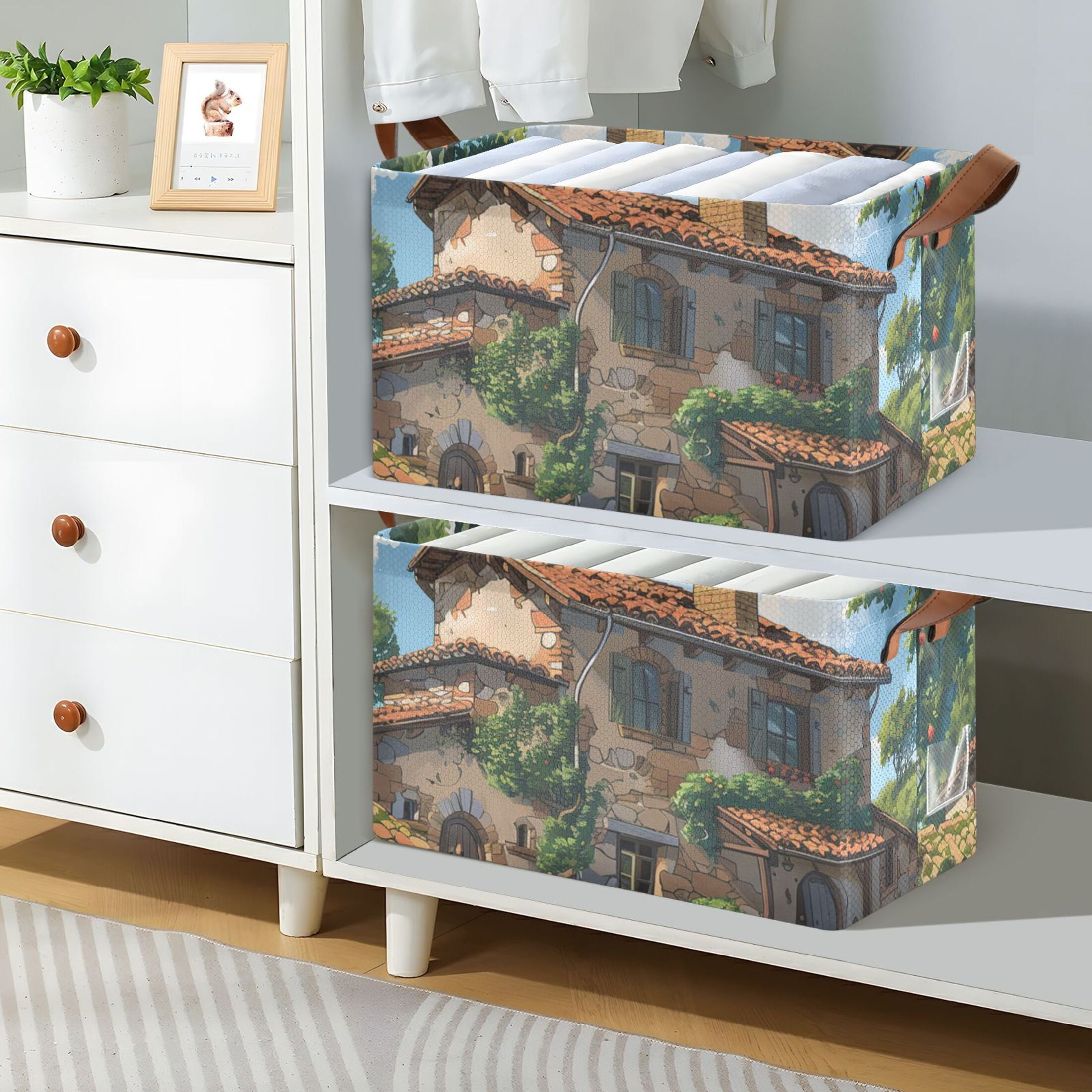 Farmhouse Foldable Storage Large Fabric Storage Baskets Organizer ...