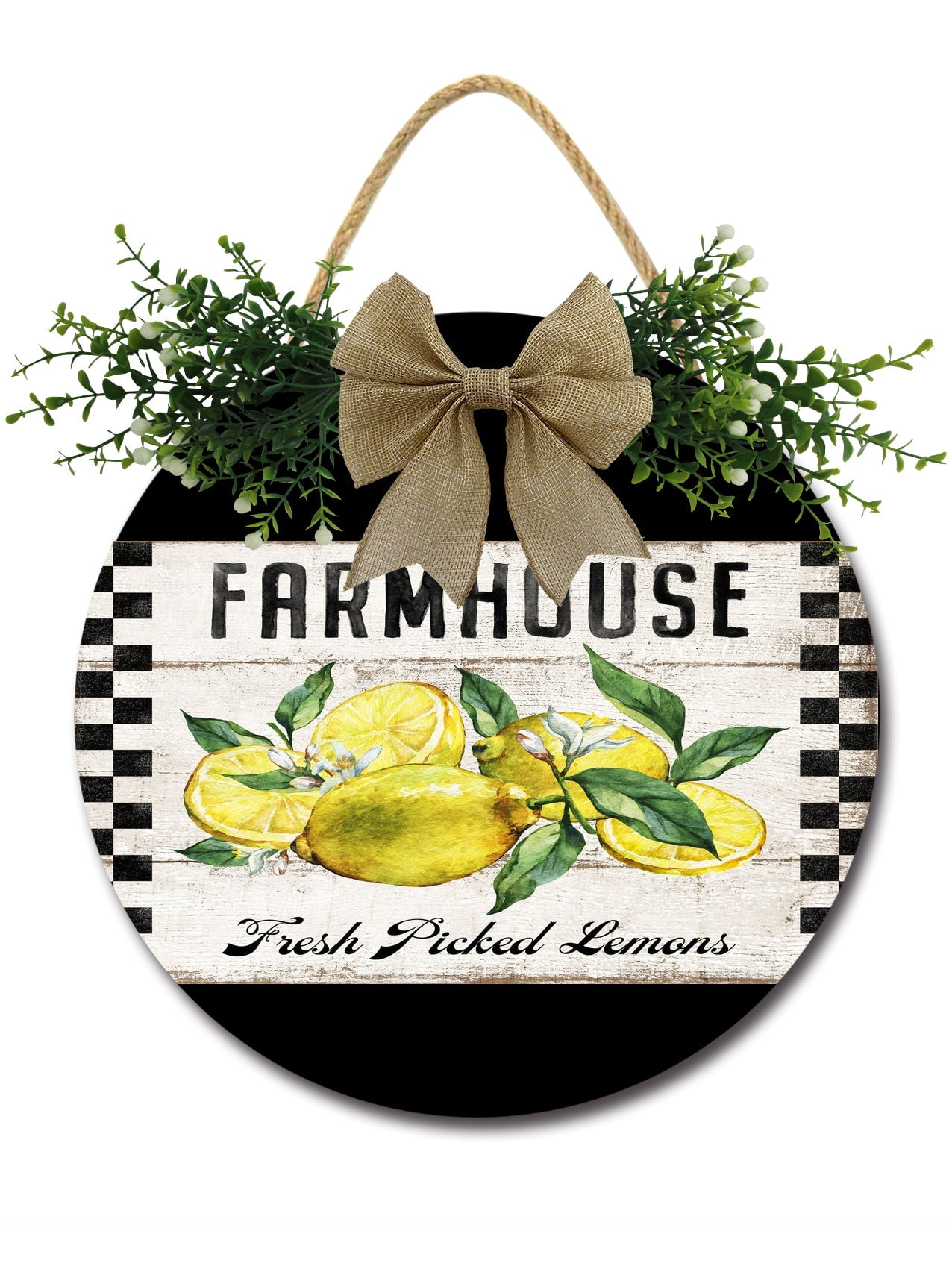Farmhouse Fresh Picked Lemons Sign Front Door Porch Decorations, Round ...