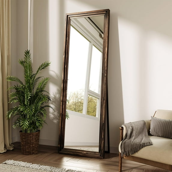 Rustic Full Length Floor Mirror with Stand, 63"x21" Mirror with Wood ...