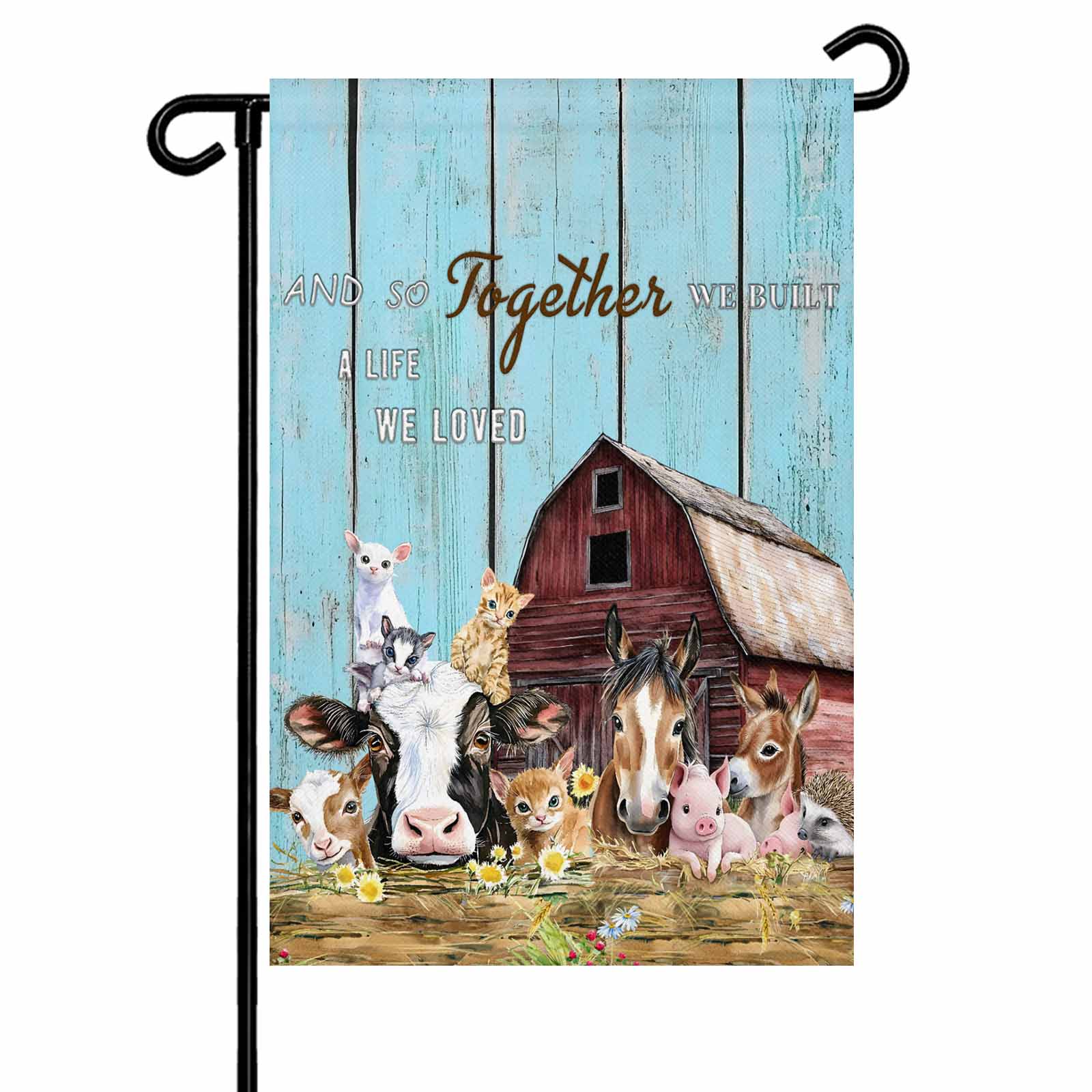 Farmhouse Garden Flags for Outside Barn Horse Sheep Cat Pig Animal ...