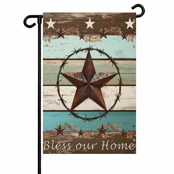 Farmhouse Garden Flags for Outside Wood Texture Barn Star Double Sided ...