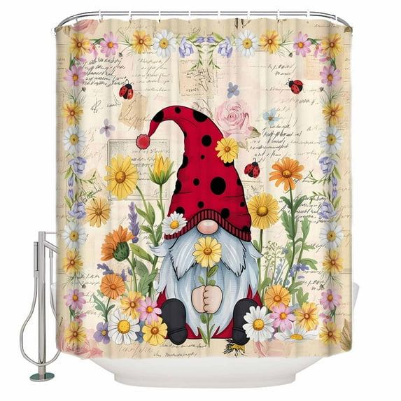 Farmhouse Gnomes Bathroom Shower Curtains with 12 Hooks Polyester ...