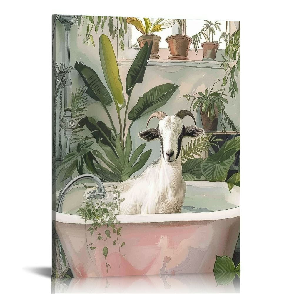 Farmhouse Goat Bathroom Decor Wall Art Funny Goat Picture Farmhouse ...