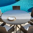 Farmhouse Gradient Wood Board Round Fitted Tablecloth with Elastic Edge ...