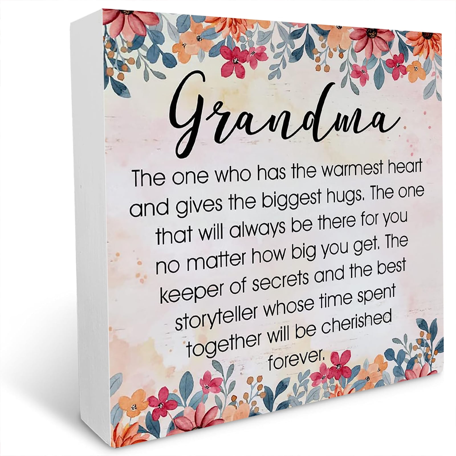 Farmhouse Grandma Wooden Box Sign Rustic Style Floral Grandma Wood ...