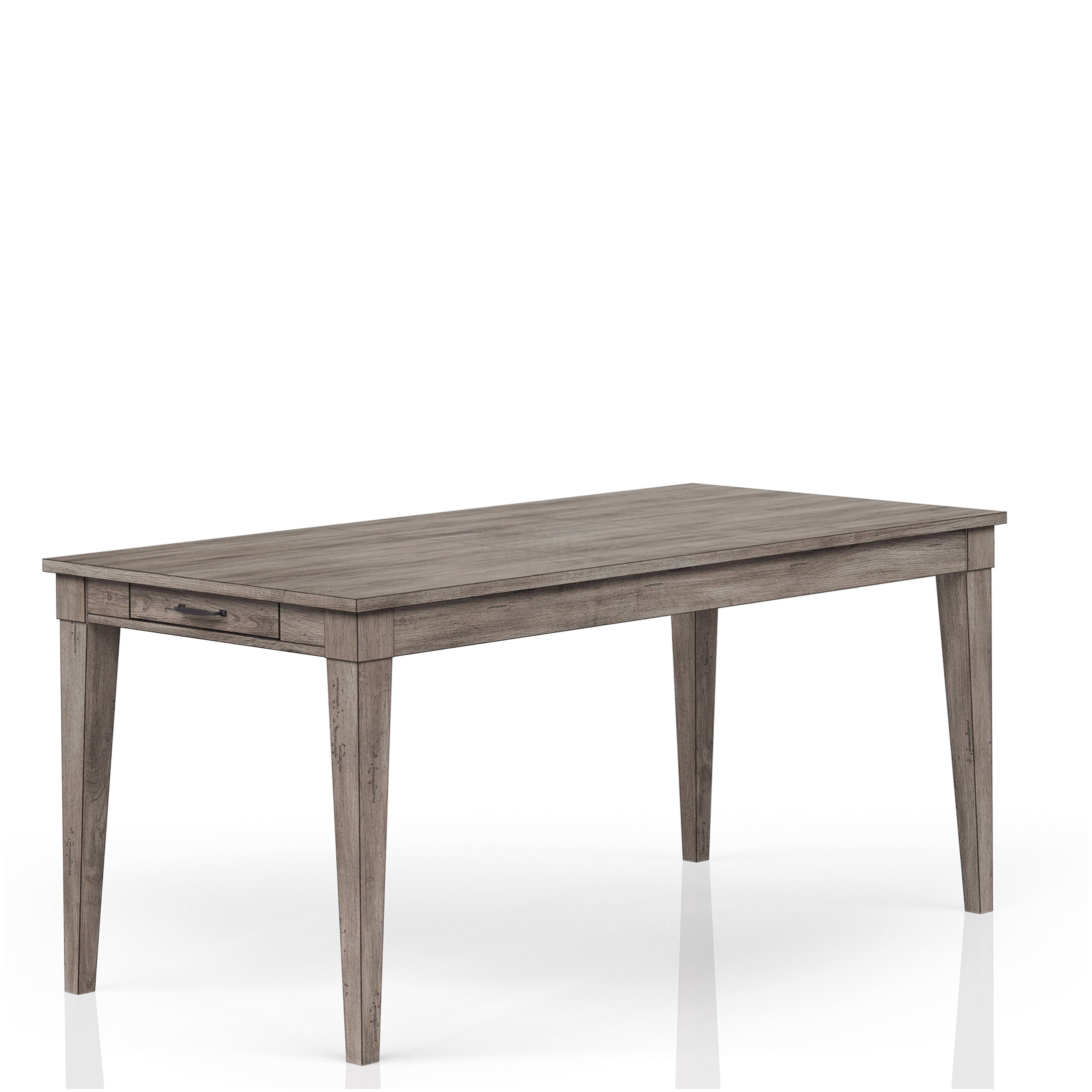 Farmhouse Gray Expandable Dining Table with 2 Storage Drawers & Leaf ...