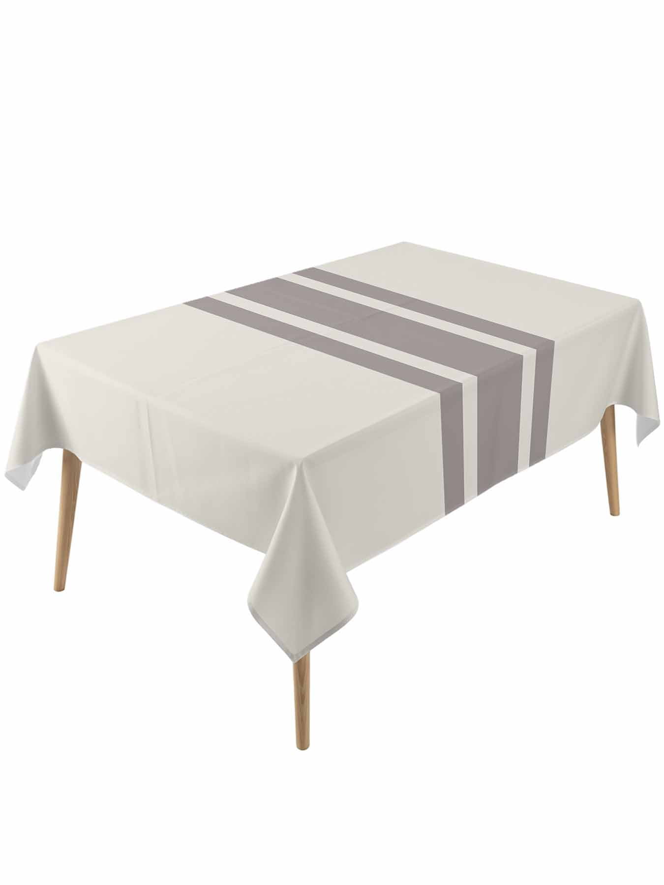Farmhouse Gray Table Cloth 54x108 Inch Rectangle, Sripes Cream ...