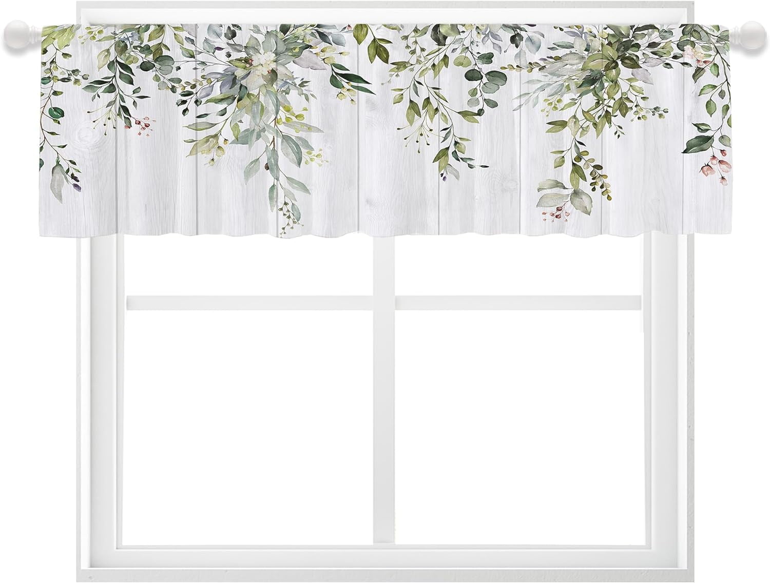 Farmhouse Green Valances for Windows Curtains Eucalyptus Leaf Rustic ...