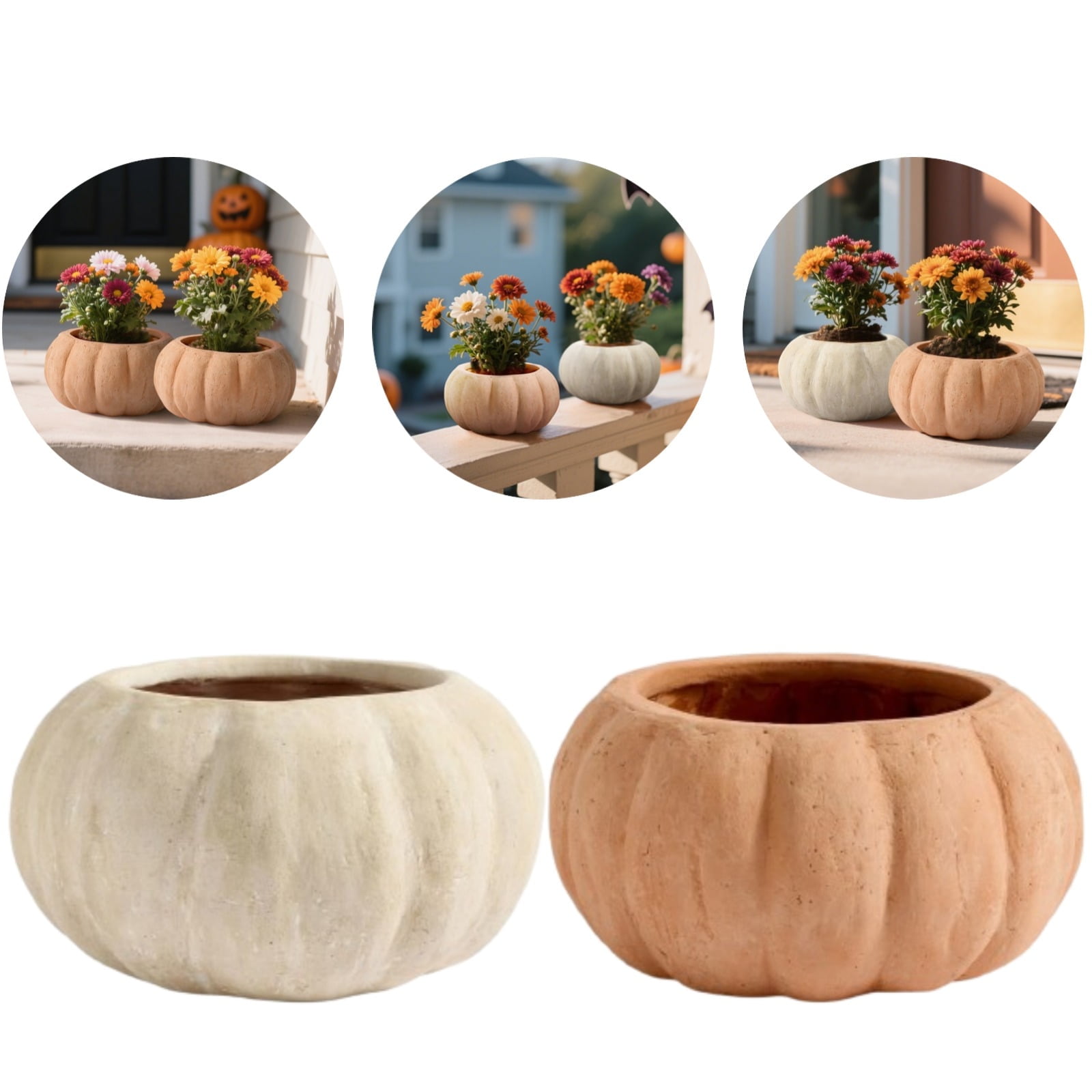 Farmhouse Handmade Terracotta Pumpkin Pot - Halloween Flower Planter ...