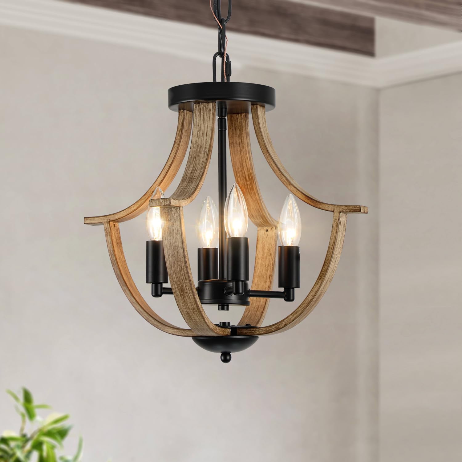 Farmhouse Hanging Pendant Lighting, 4-Light Rustic Flush Mount Ceiling ...