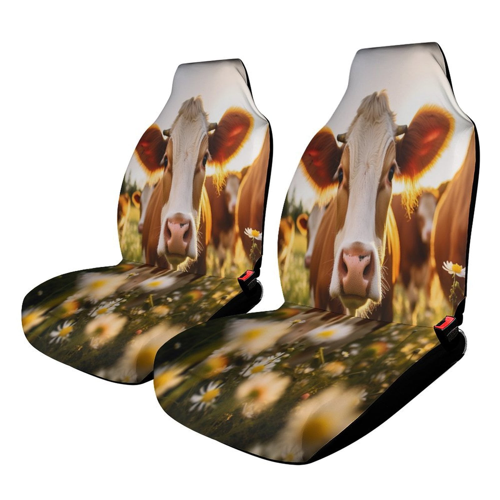 Farmhouse Highland Cow Funny Cattle And Flower Car Seat Covers ...