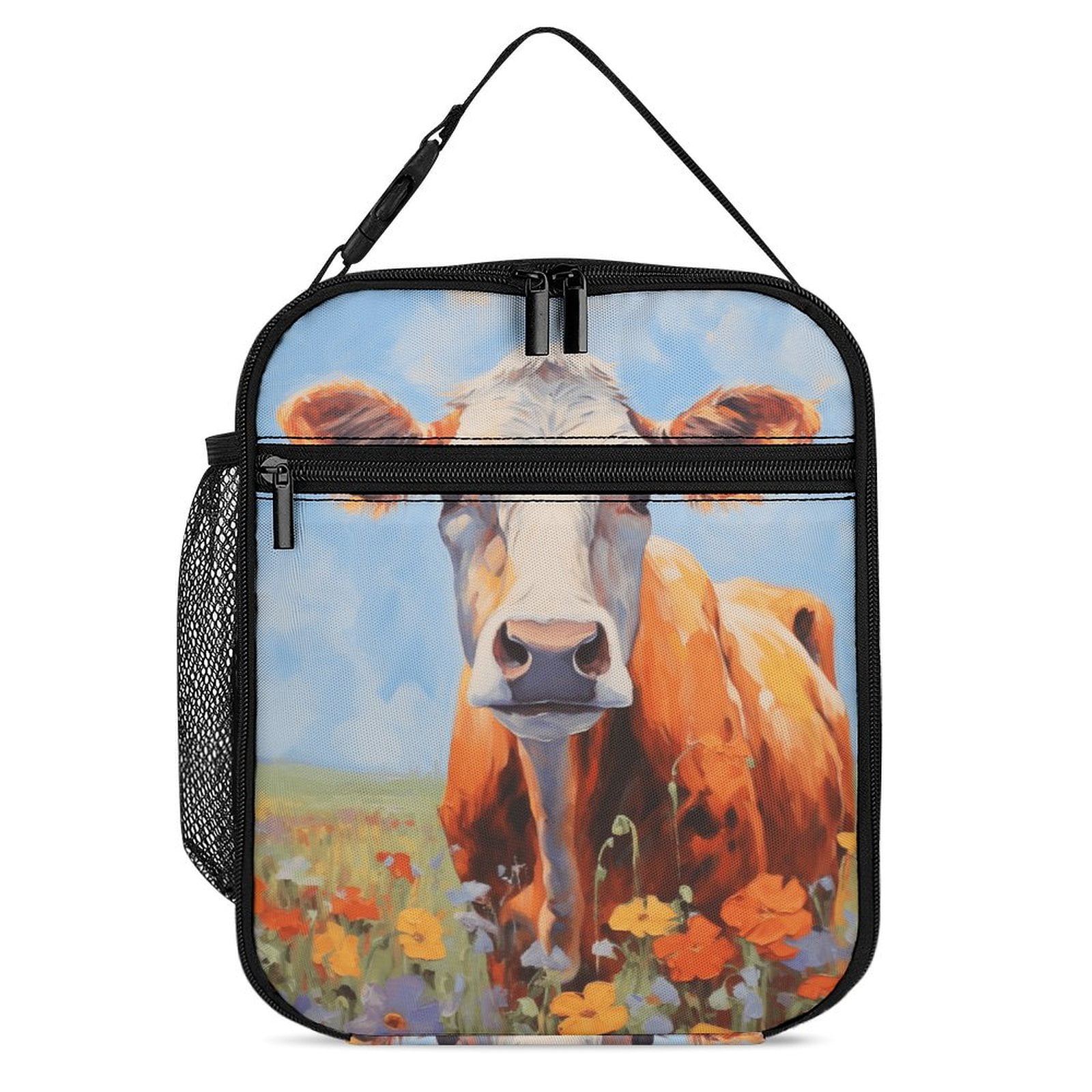 Farmhouse Highland Cow Funny Cattle And Flower Insulated Lunch Bag ...