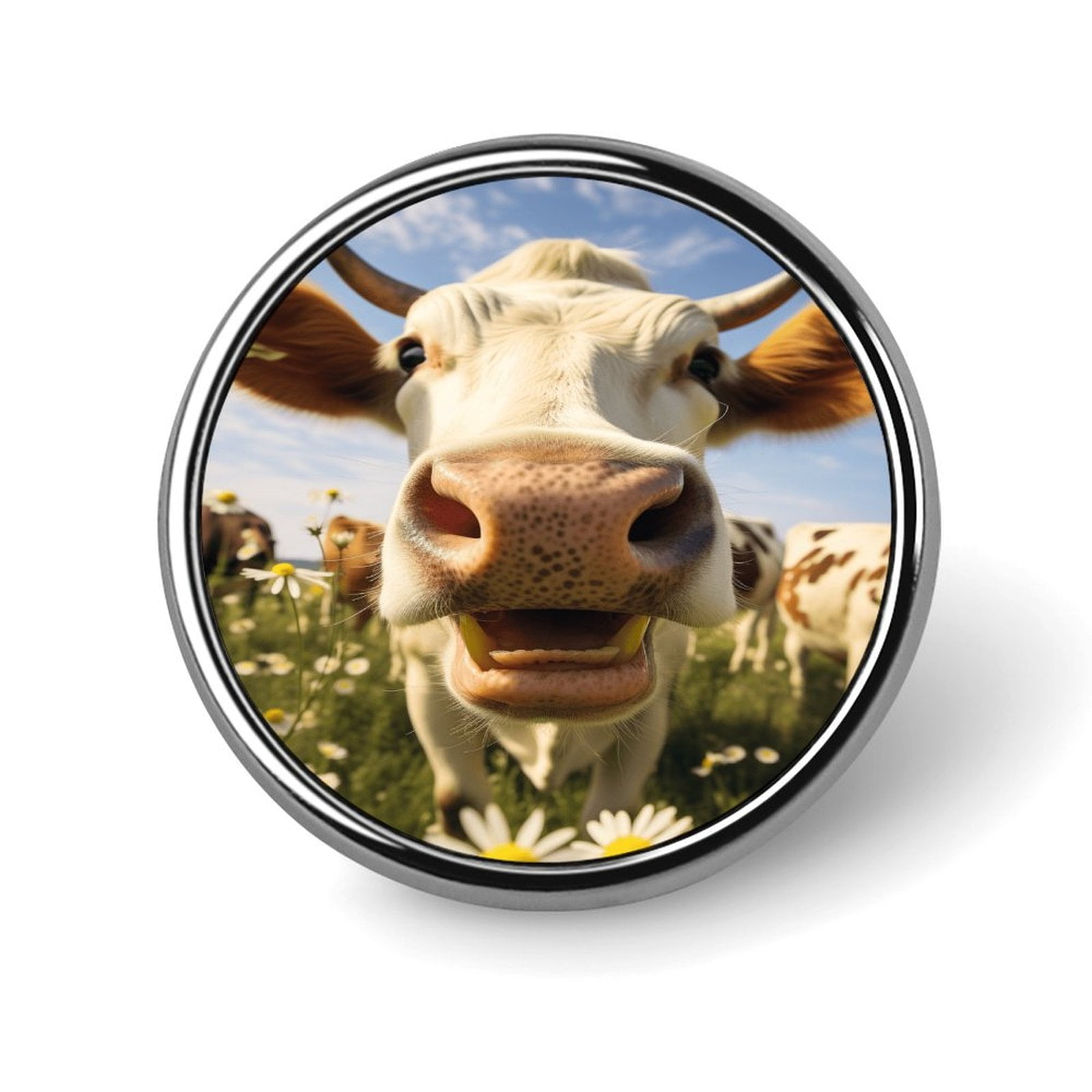 Farmhouse Highland Cow Funny Cattle And Flower Aluminium Alloy Round ...