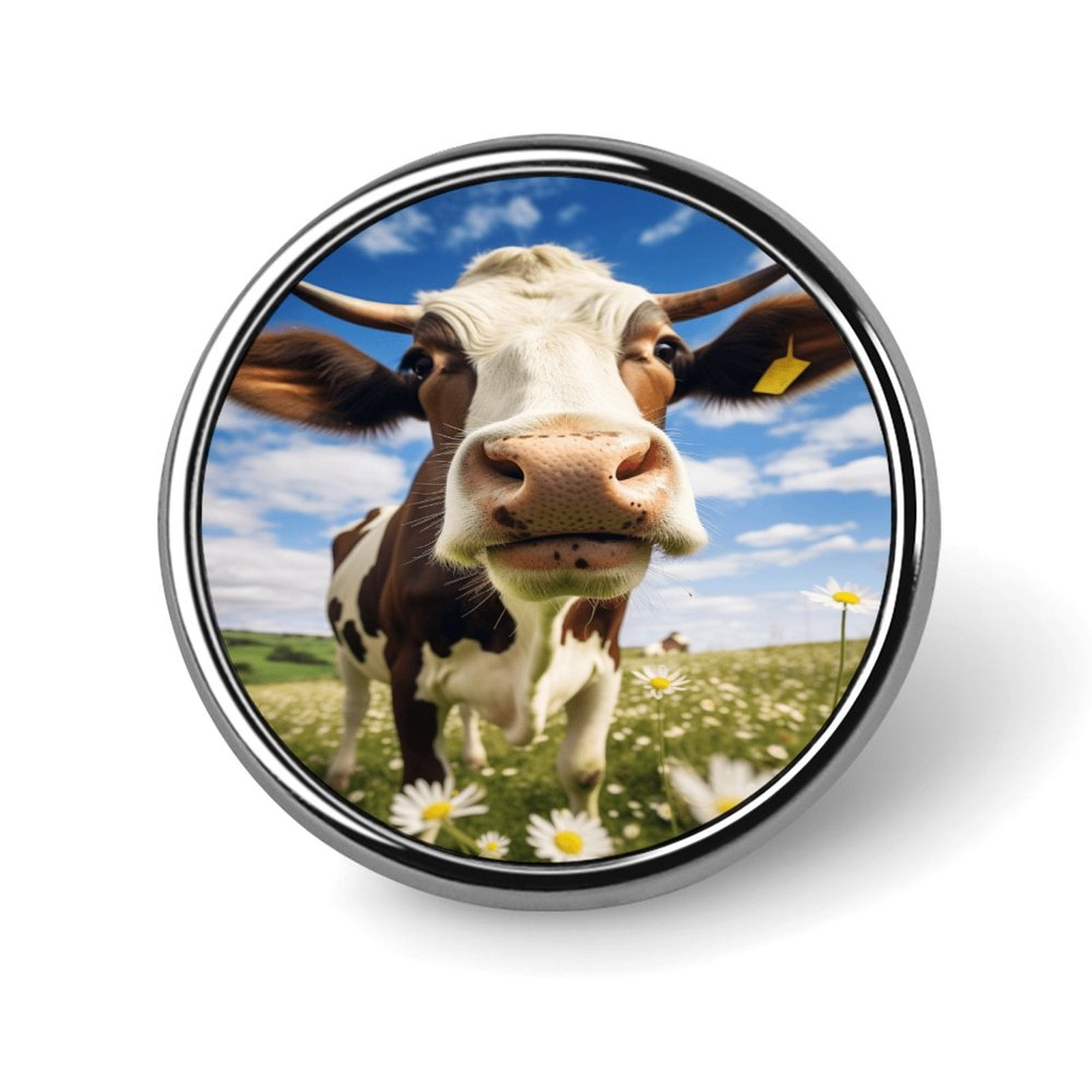 Farmhouse Highland Cow Funny Cattle And Flower Aluminium Alloy Round ...