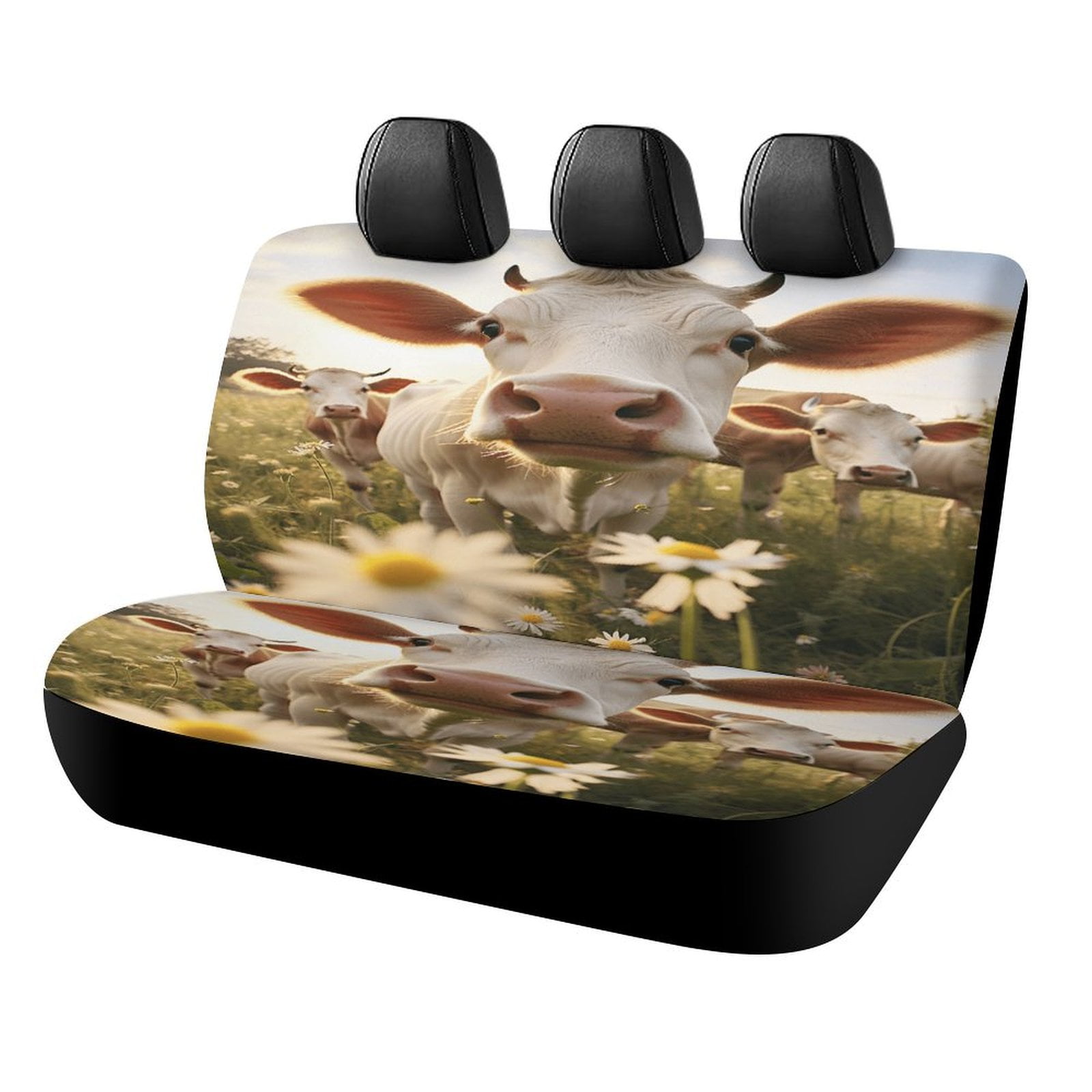 Farmhouse Highland Cow Funny Cattle And Flower Rear Seat Covers, Car ...