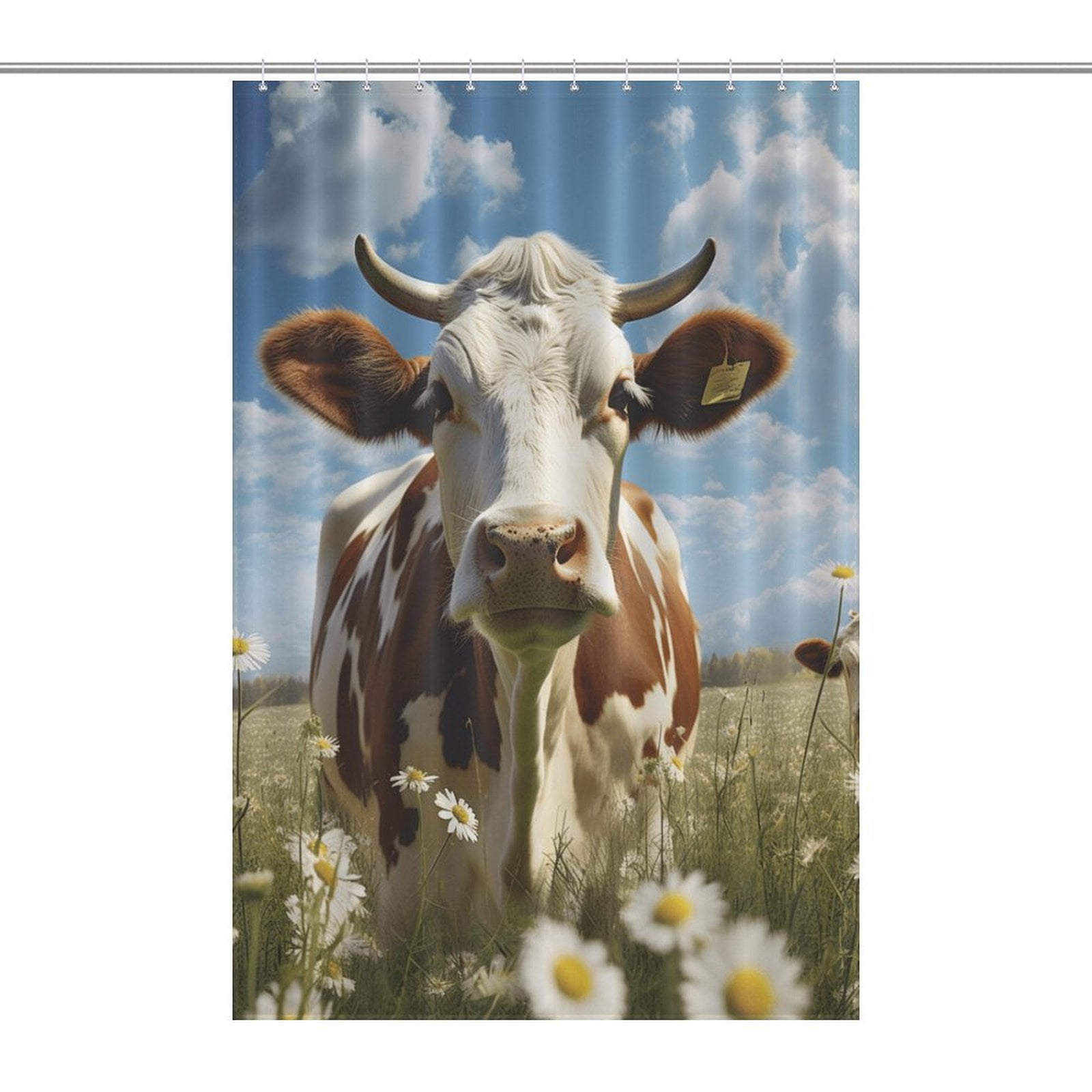 Farmhouse Highland Cow Funny Cattle And Flower Shower Curtain for ...