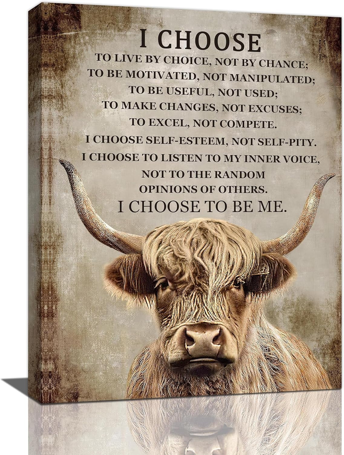 Farmhouse Highland Cow Wall Art Rustic Cow Picture Wall Decor I Choose ...