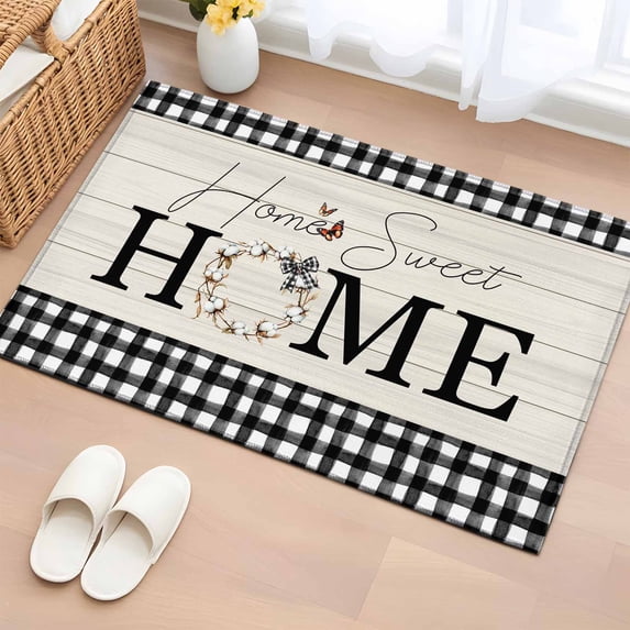 Farmhouse Home Bathroom Mats 2x3 FT,Non Slip Small Kitchen Mat,Black ...