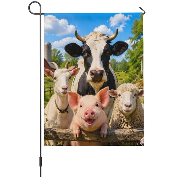Farmhouse House Flags For Outdoor, Sheep Pig Cow Barn Rustic ...
