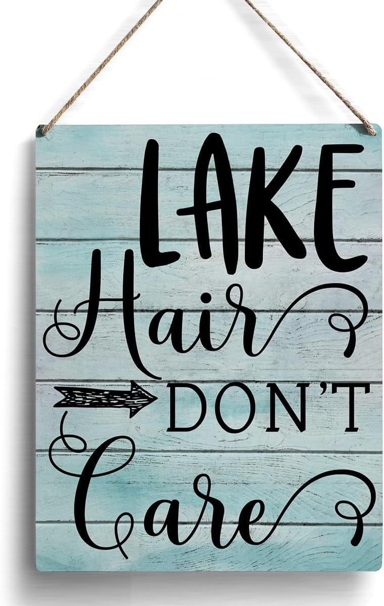 Farmhouse Humorous Lake Wooden Sign Artwork, Lake Wood Sign Wall Art ...