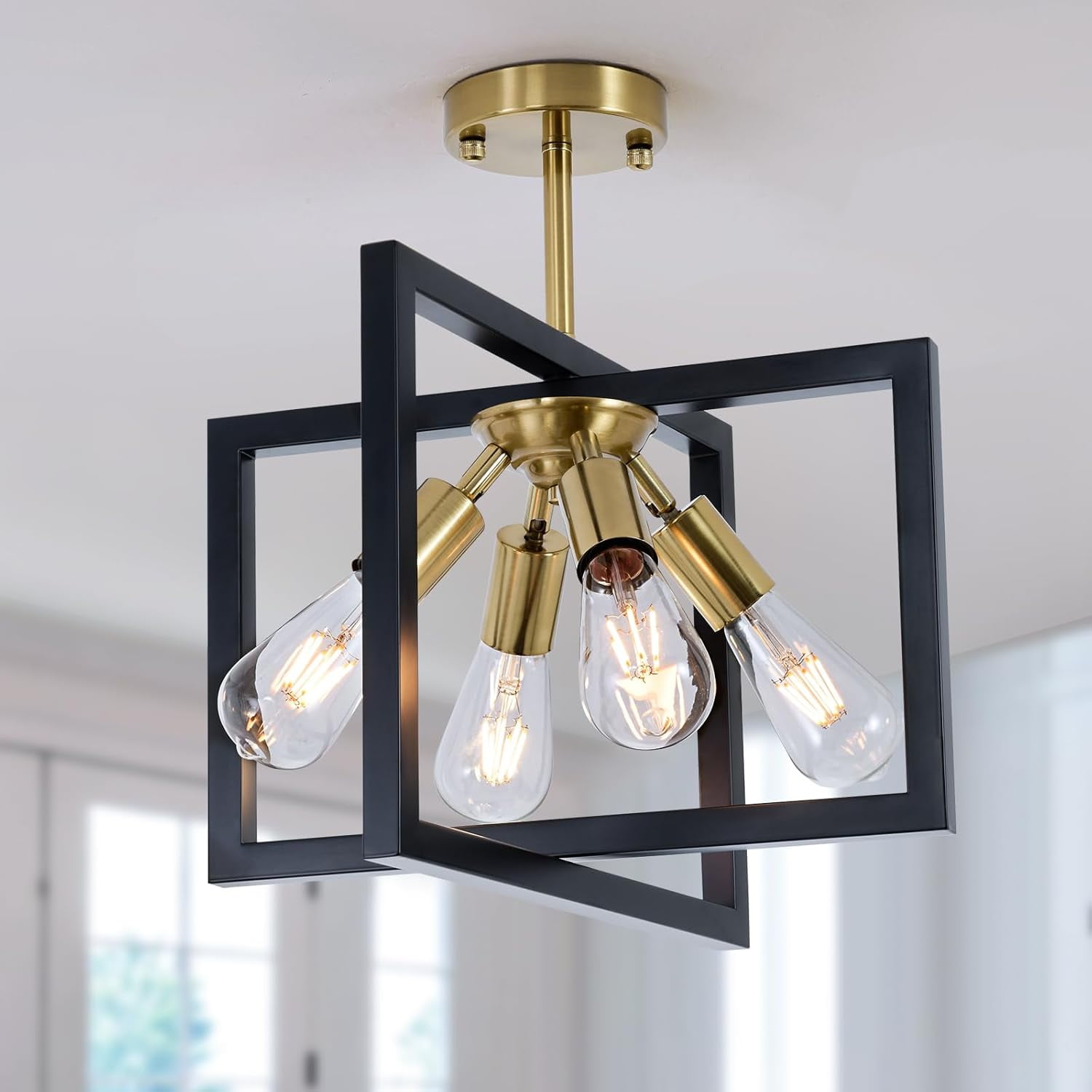 Farmhouse Industrial Ceiling Light Fixtures, 4-Light Vintage Modern ...