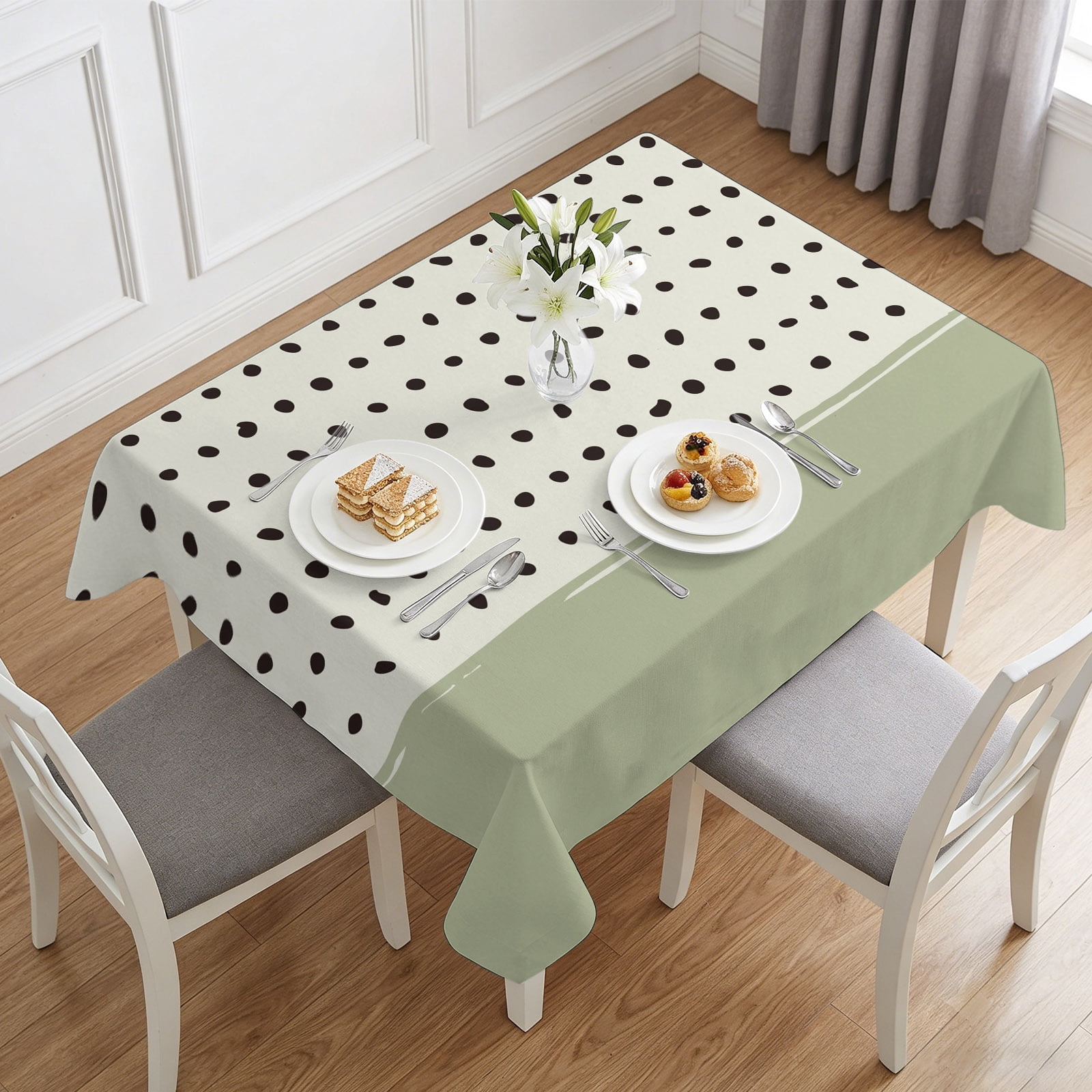 Farmhouse Irregular Polka Dot Table Cloth 60x84in, Waterproof Rectangle ...