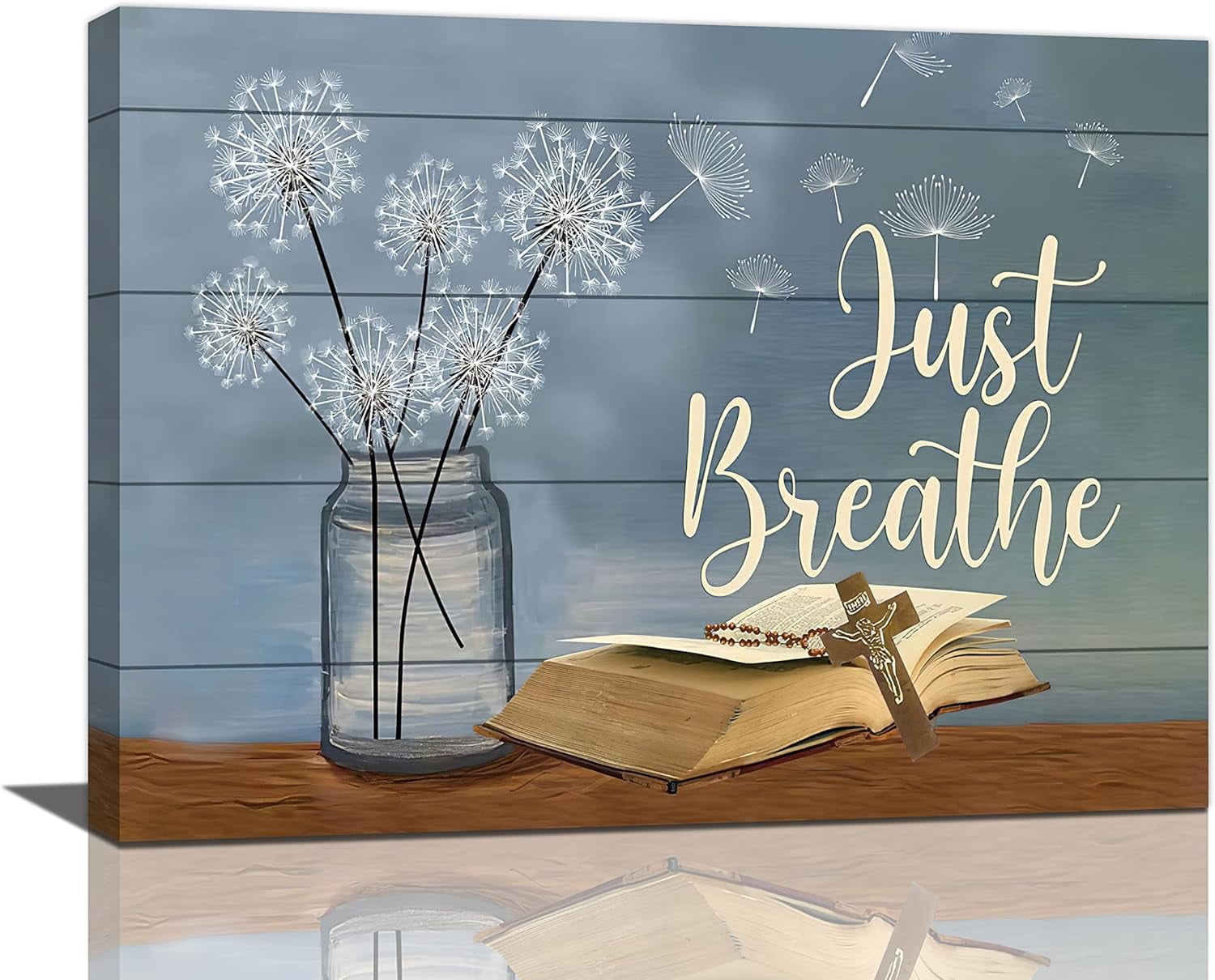 Farmhouse Just Breathe Wall Art Rustic Dandelion Bathroom Pictures Wall ...