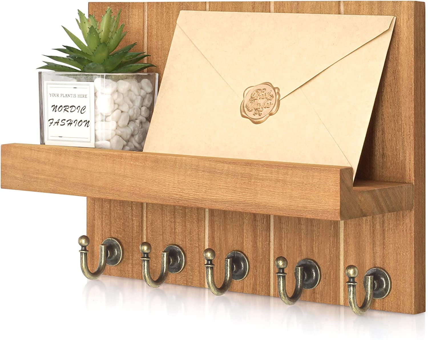 Farmhouse Key Holder for Wall - Decorative Farmhouse Wall Shelf with ...