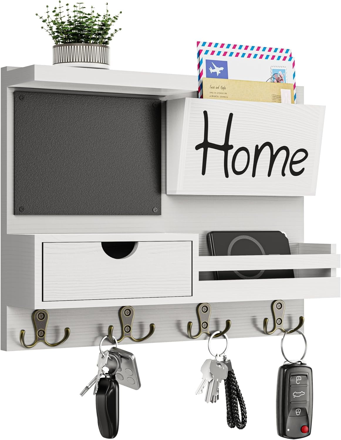 Farmhouse Key Holder for Wall with Mail Organizer - Easy Installation ...