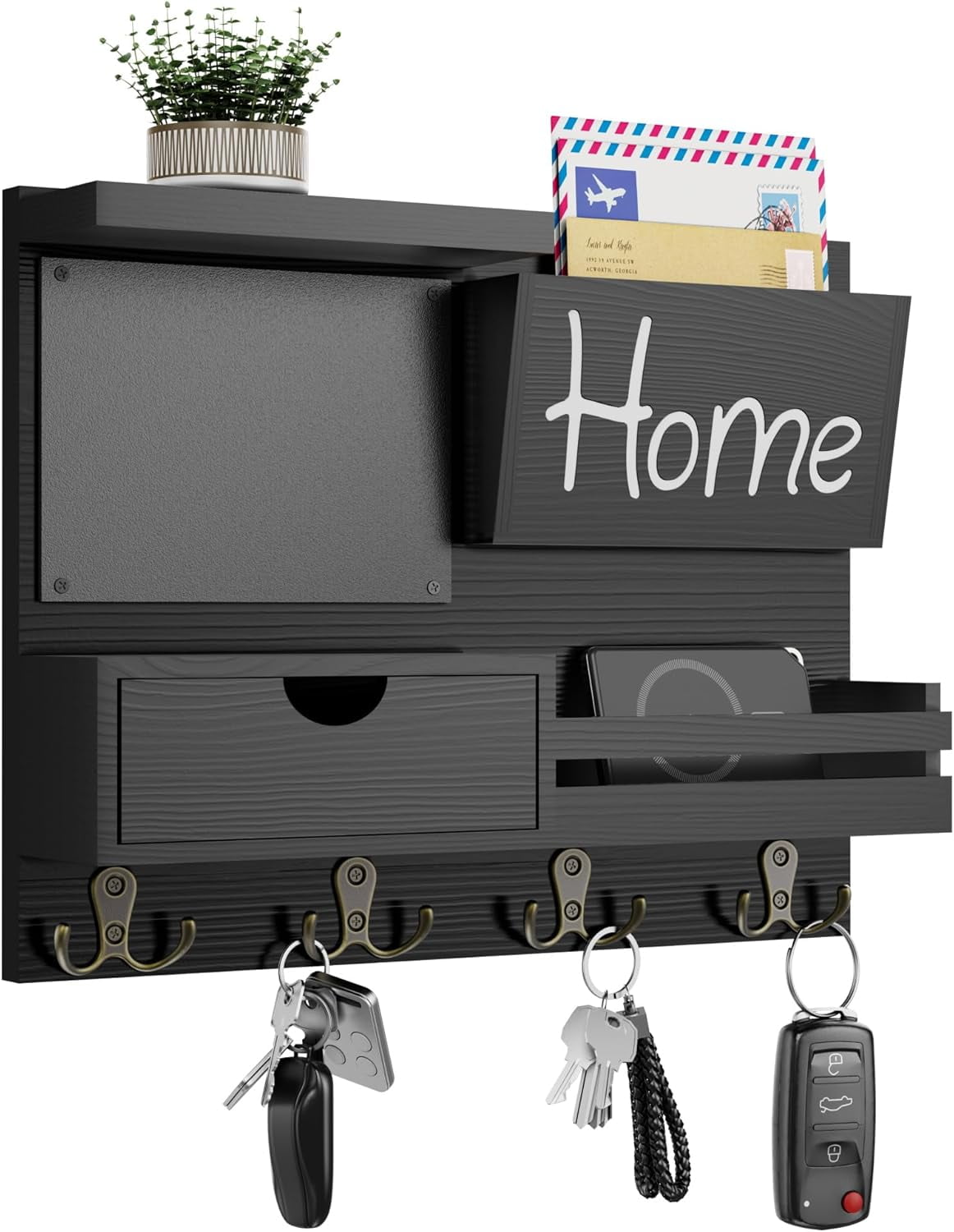 Farmhouse Key Holder for Wall with Mail Organizer - Easy Installation ...