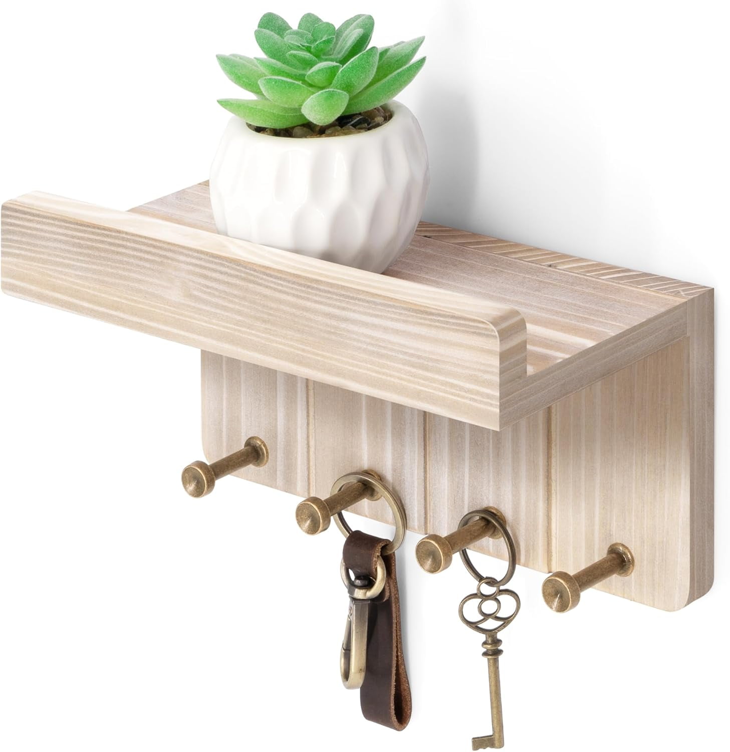 Farmhouse Key Holder Wall Mount - Key and Mail Holder for Wall with ...