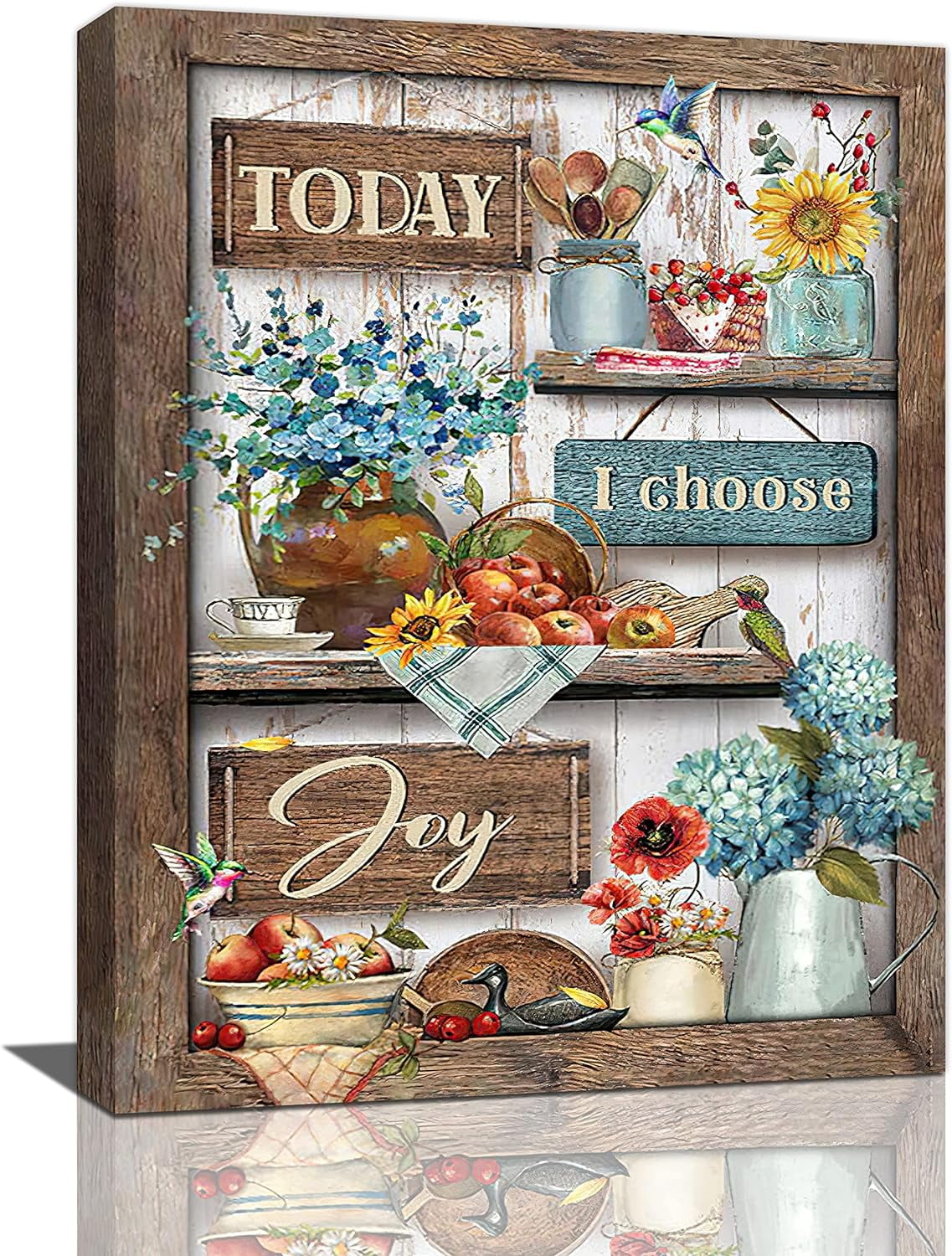 Farmhouse Kitchen Canvas Wall Art Rustic Kitchen Flower Pictures Wall Decor Country Kitchen ...